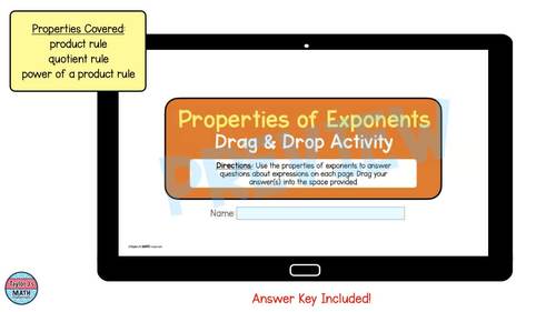 Properties of Exponents Activity | Digital by Taylor J's Math Materials