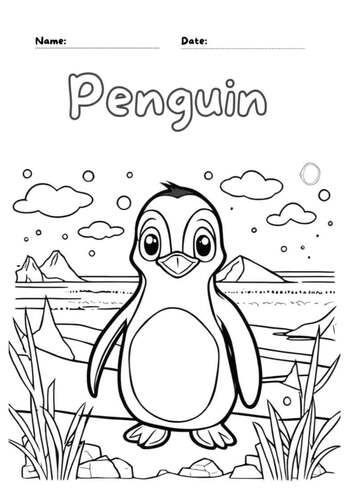 Printable Cute Penguin coloring sheet,Kids,illustration,Animal,coloring ...