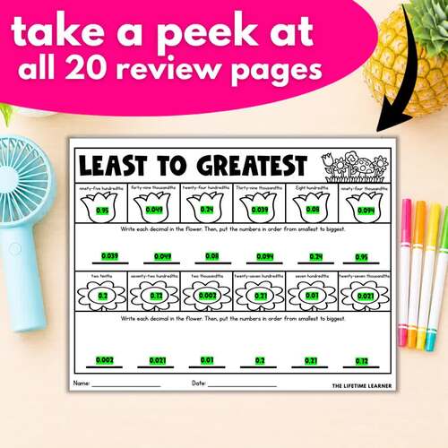 5th Grade Summer Math Packet Test Prep Activities End of Year Math Review