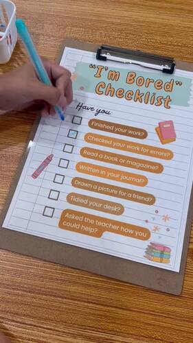 "I'm Bored" Checklist Poster – After-Classwork Activities for Students