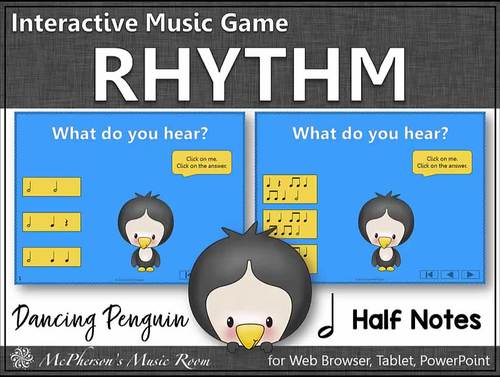 Winter Music Half Notes Interactive Rhythm Game {Dancing Penguin}