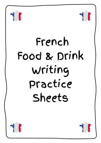 French Food and Drink Worksheets for Handwriting Practice | TPT