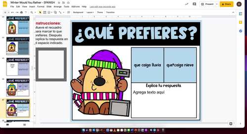 Winter - Spanish Would You Rather | Actividades del invierno by MM ...