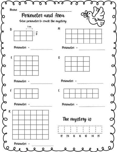 Bundles packed Area & Perimeter Mystery | 3rd -4th Grade Math Worksheets