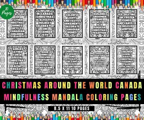 Christmas Around The World Canada Craft, Fact Coloring Sheets, No Prep