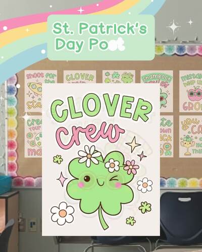 Retro St. Patricks Day Classroom Posters | Edit in Canva | TPT