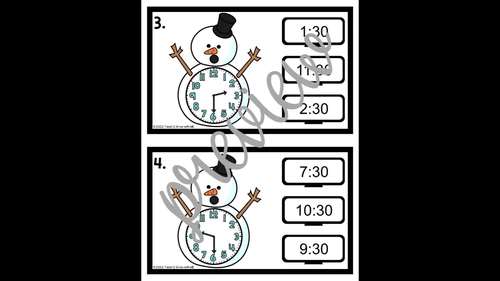 Winter Telling Time to the HALF HOUR Clip It Task Cards by Teach 2 Grow ...