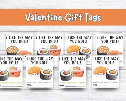 Sushi Valentine Tags for Kids Classroom Gifts – Printable Kawaii Food ...