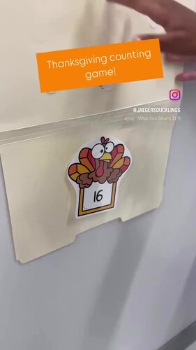 Thanksgiving Turkey Counting Math File Folder Game - Preschool Kindergarten