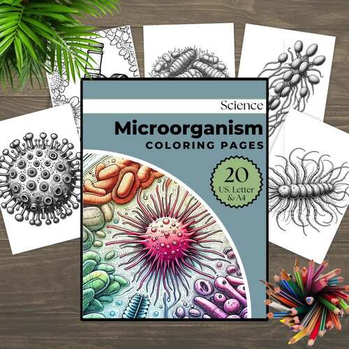 Science Coloring for Adults Kids, Germ Coloring, Microbiology Virus ...
