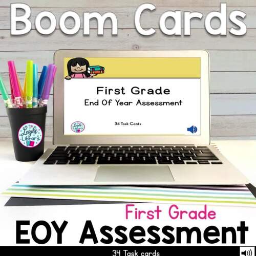 Boom Cards™ First Grade End of Year Assessment by Leigh's Library