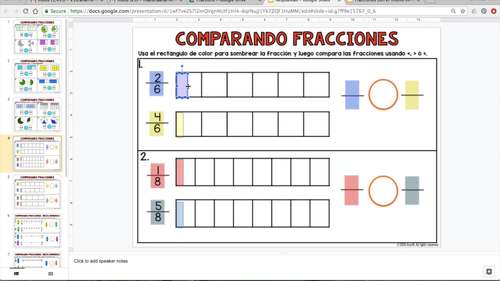 Comparing Fractions Same Denominator in Spanish - Google Classroom ...