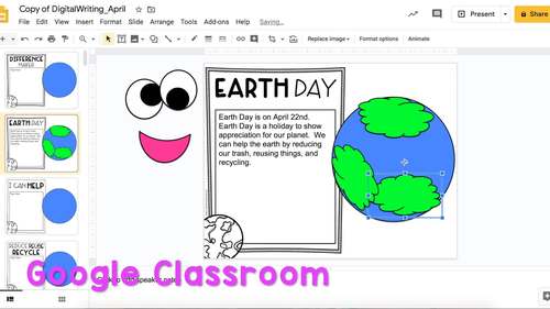 April Spring Writing Prompts for Google Classroom™ & Seesaw™|Distance ...