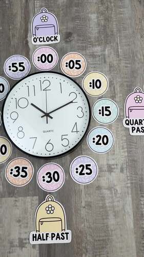 Composition Notebook & Pastel Classroom Decor Clock Labels & Clock ...