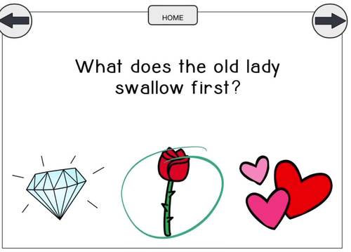 There Was An Old Lady Who Swallowed A Rose Book Companion Boom Cards