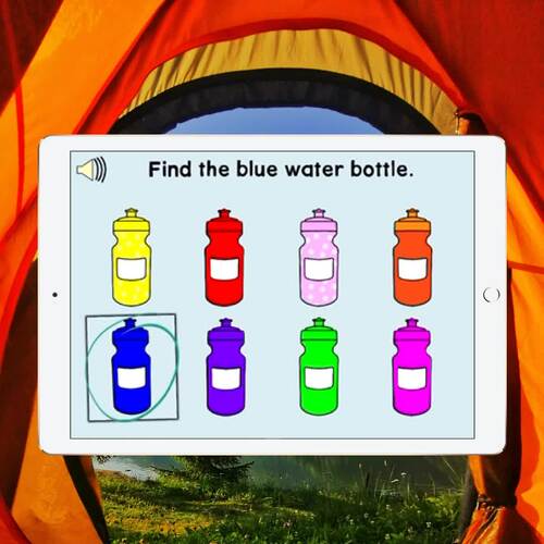 Find the BLUE Color Recognition | BOOM CARDS with audio | Camping Trip