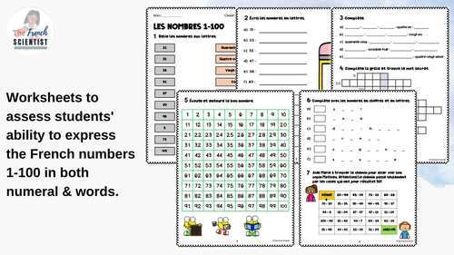 FRENCH Numbers 1-100 / Les Nombres 1-100 Activities Worksheets | TpT
