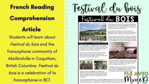 Festival du bois French Reading Comprehension or compréhension de lecture