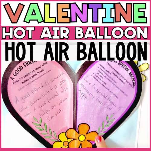 3D Heart Hot Air Balloon Craft - ESL Writing Valentine's Day Craft 2nd ...