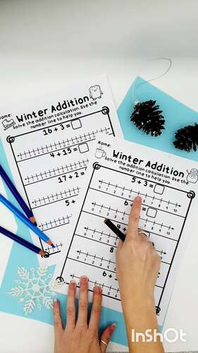 Winter Math Bundle Addition Subtraction with a number line Place Value ...