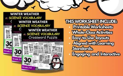 Winter Weather Science Crossword Activities 4th,5th,6th,7th,8th,9th ...