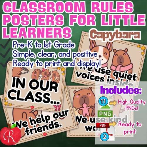 In Our Class... Classroom Rules Posters | Pre-K to 1st Grade | Capybara ...