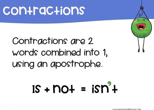 Contractions Lesson Second Grade + NO PREP Contractions PowerPoint