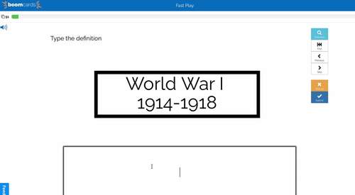 World War 1 Vocabulary BOOM CARDS by ALL ABOUT SPED with Makenna