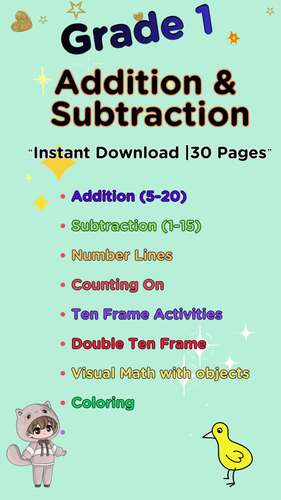 Addition & Subtraction Worksheets for Grade 1 | Math Practice Printable ...