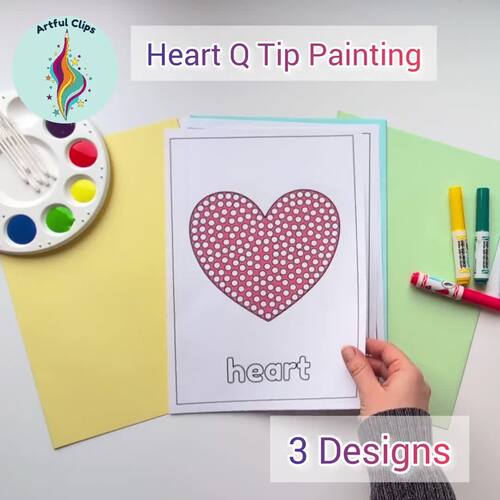 Heart Q Tip Dot Painting, 3 Pages for February Fine Motor & Valentines ...