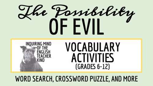 "The Possibility of Evil" by Shirley Jackson Vocabulary Games for High ...