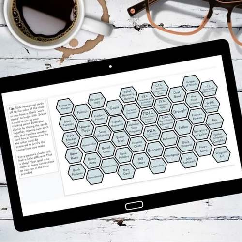 Great Depression Digital and Printer-Friendly Hexagonal Thinking Activity