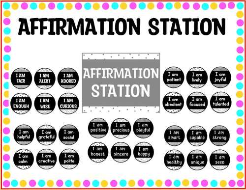 Printable Black and White Positive Student Affirmation Station ...