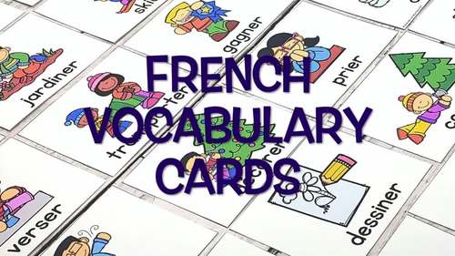 FRENCH Actions & Verbs Vocabulary Cards (cartes de vocabulaire - les ...