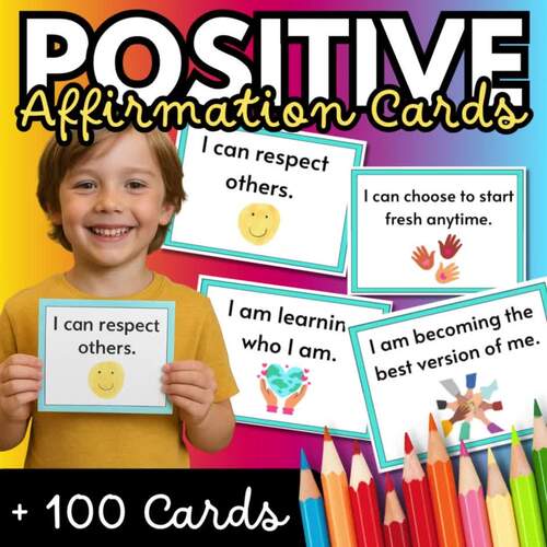 Student Positive Affirmation Cards Self Talk | Printable Color Task Cards