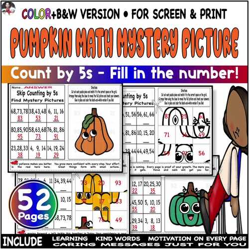 Pumpkin Skip Counting by 5s – Fill in the Number | Fall Math Mystery ...
