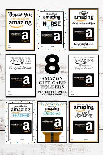 Printable Amazon Gift Card Holder Set | Birthday, Graduation, Thank You ...