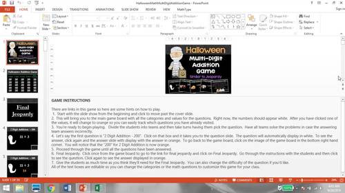 Halloween Math Multi Digit Addition Game by Sheila Cantonwine | TPT