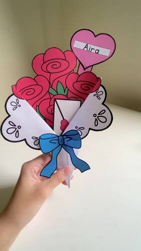 Valentine’s Day Card and Flower Bouquet Craft & Love Letter Writing ...