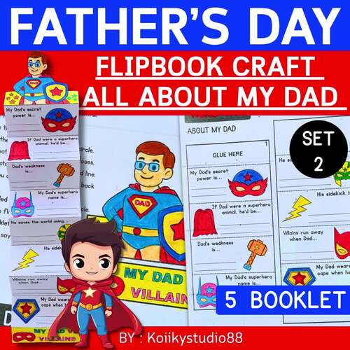 Father’s Day Flipbook Craft All About My Dad Set 2 Funny Tool Hero ...
