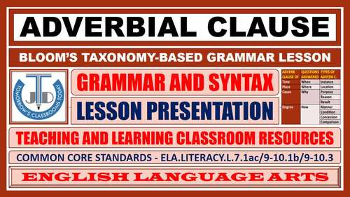 ADVERBIAL CLAUSE OR ADVERB CLAUSE - WORKSHEETS WITH ANSWER KEY by JOHN ...