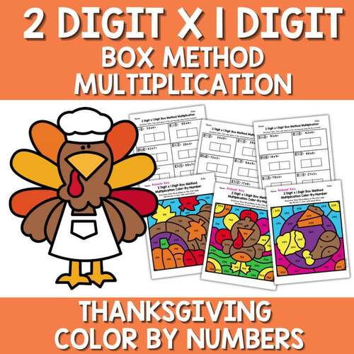 Thanksgiving 2 Digit by 1 Digit Multiplication Color by Number Codes ...