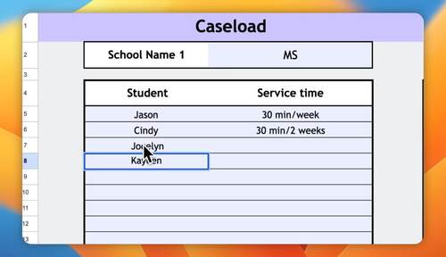 Monthly Service Minutes Tracker Template - For SLPs & Related Services
