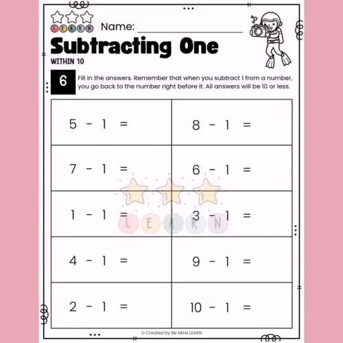 Subtraction 0–5 Worksheets | Within 10 Practice | Kindergarten Math Fluency