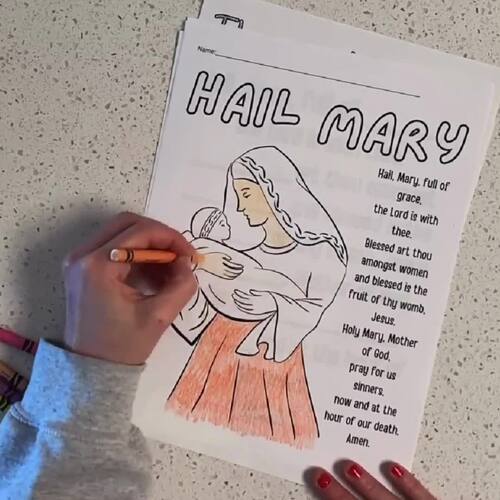 Hail Mary Prayer Memorization and Coloring Kit by Little Saint Creations