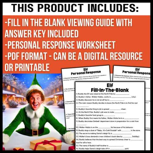 Elf The Movie: Fill In The Blank Activity & Response Worksheets | TPT
