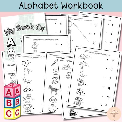 60-Page Alphabet Learning Book: Preschool-Kindergarten, Letter Tracing ...
