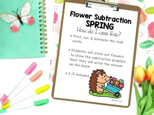 Spring Subtraction Task Cards Subtraction to 5 Pre-K TK Preschool ...