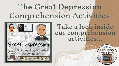 Great Depression Close Reading Passage & Comprehension Activities 5th ...