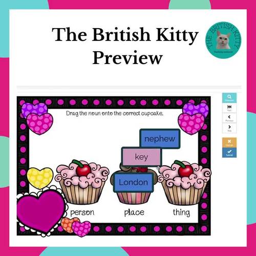 Valentine's Day Nouns Person Place Thing Grammar Boom Cards™ | TPT